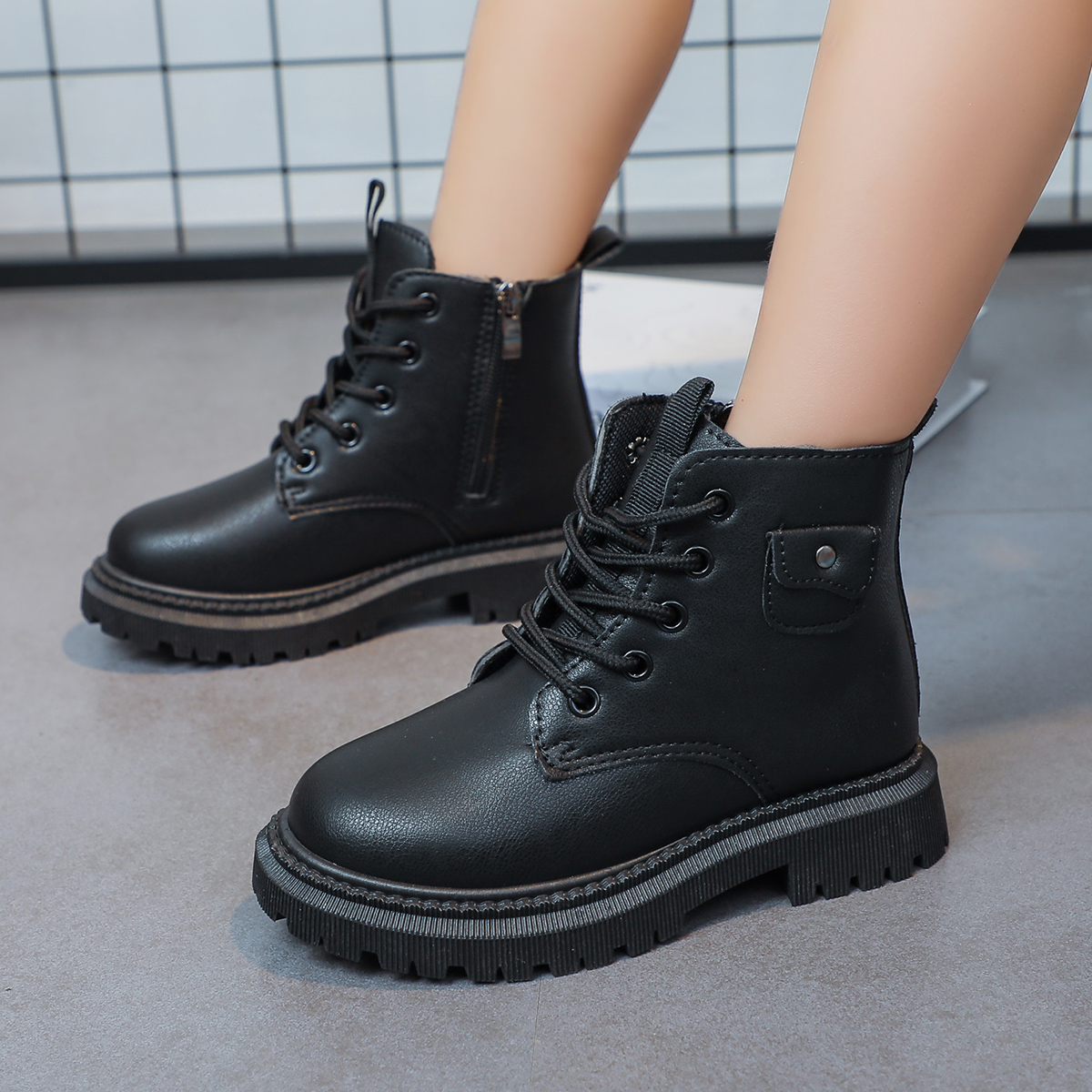 girls high top shoes black leather boots for girls for kids girls size ...