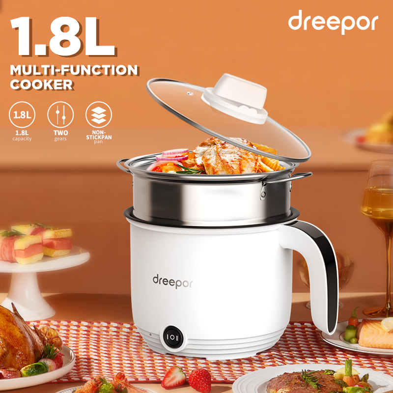 Dreepor Mini Rice Cooker Mini Dormitory Electric Cooker 1.8L Multi ...