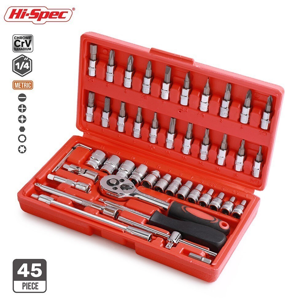 46pcs 1/4 Inch Socket Set Car Repair Tool, Tool box Car Motorcycle ...