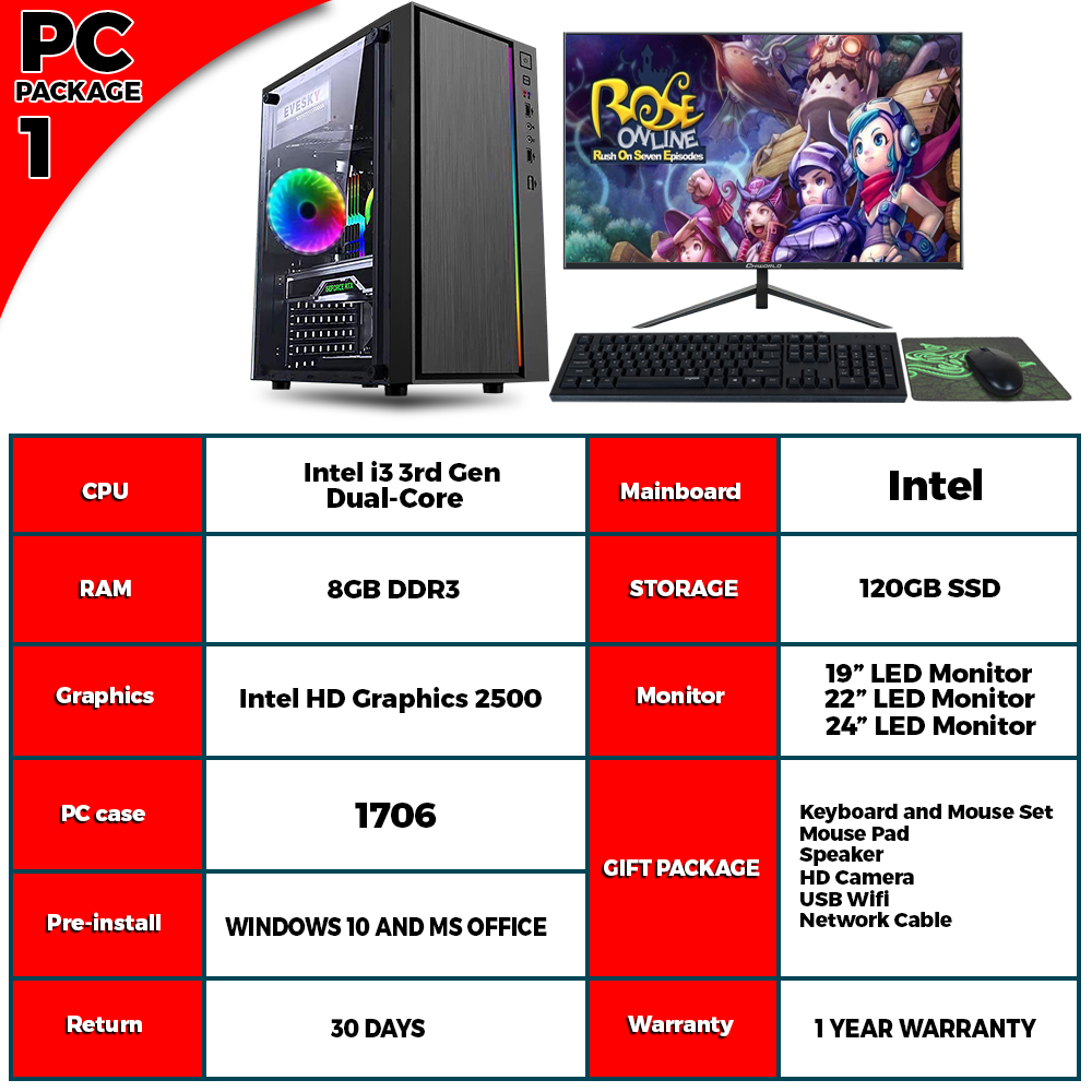 Intel Core I3 3rd Gen Gaming Desktop Computer Dual-Core 8GB / 16GB RAM ...
