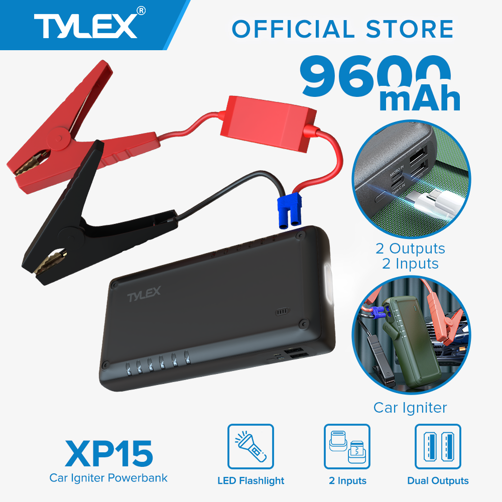 TYLEX XP15 Car Igniter Powerbank 9600mAh 3.7V 2 Inputs & Dual Outputs ...
