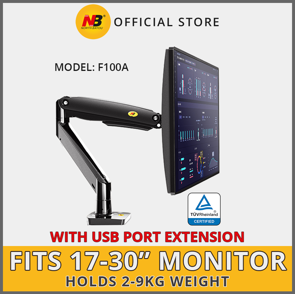 NB North Bayou Single Monitor Arm Mount Stand USB 3.0 12kg up to 35 ...