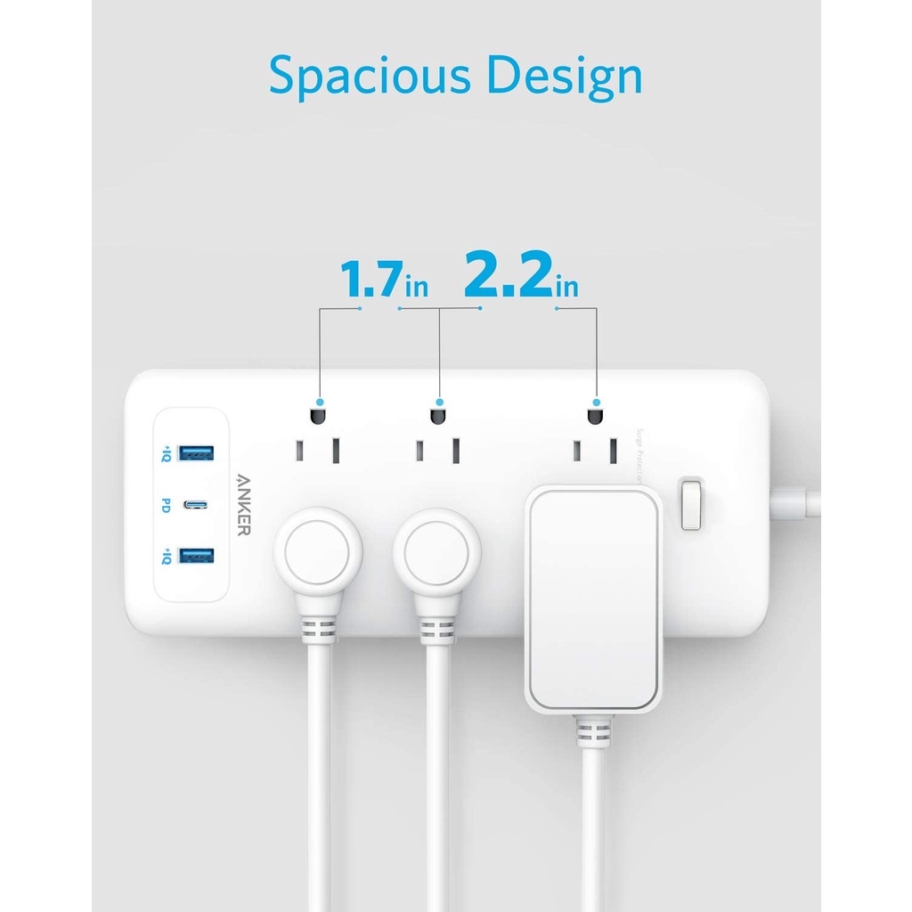 Anker Power Strip Surge Protector 6ft 9-in-1 Extension Cord Surge ...