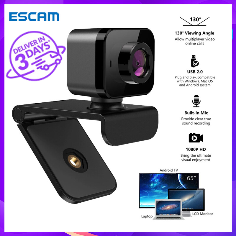 【Manila Stock】ESCAM 1080P HD Desktop Camera Webcam For PC Laptop Built ...
