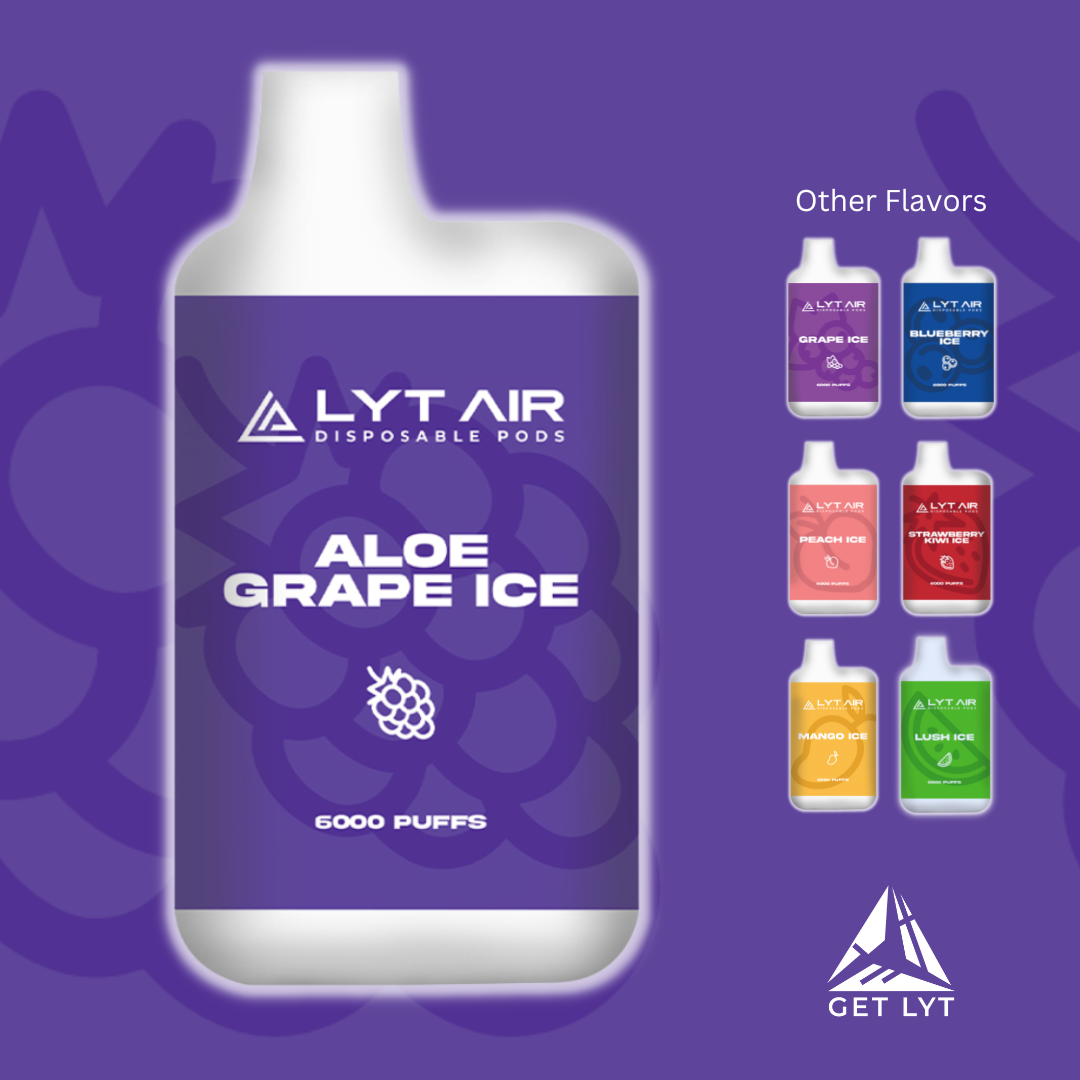 LYT Air Aloe Grape Ice 6000 Puffs Disposable Vape Pods Fruity Flavors ...