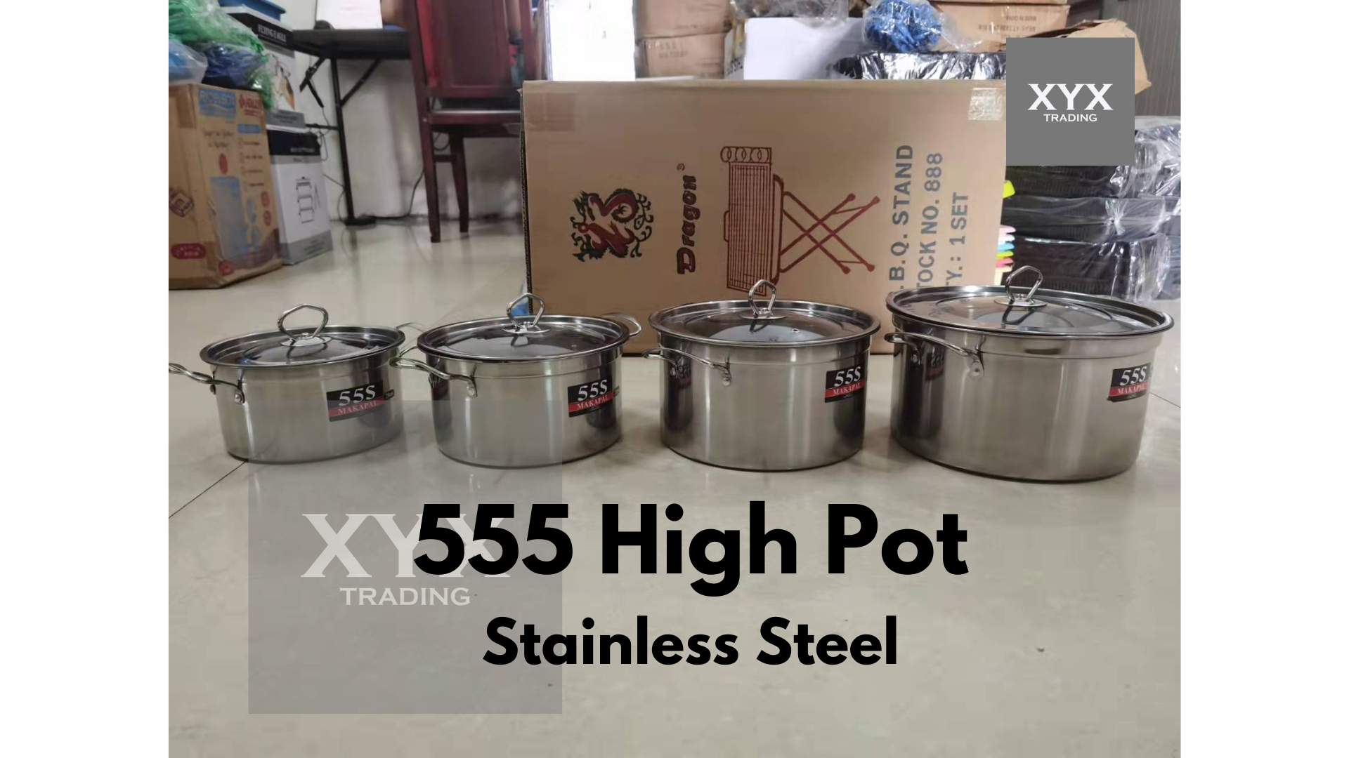 555 Stainless Steel High Pot with Glass Lid Thick High-Quality Cookware ...