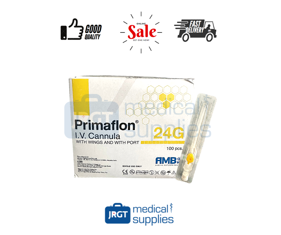 Primaflon IV Cannula with Wings and Injection Valve (1 Box - 100pcs ...