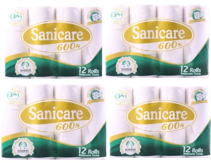 Sanicare Bathroom Tissue 3PLY 600 sheets 12 Rolls x 4 Packs | Lazada PH
