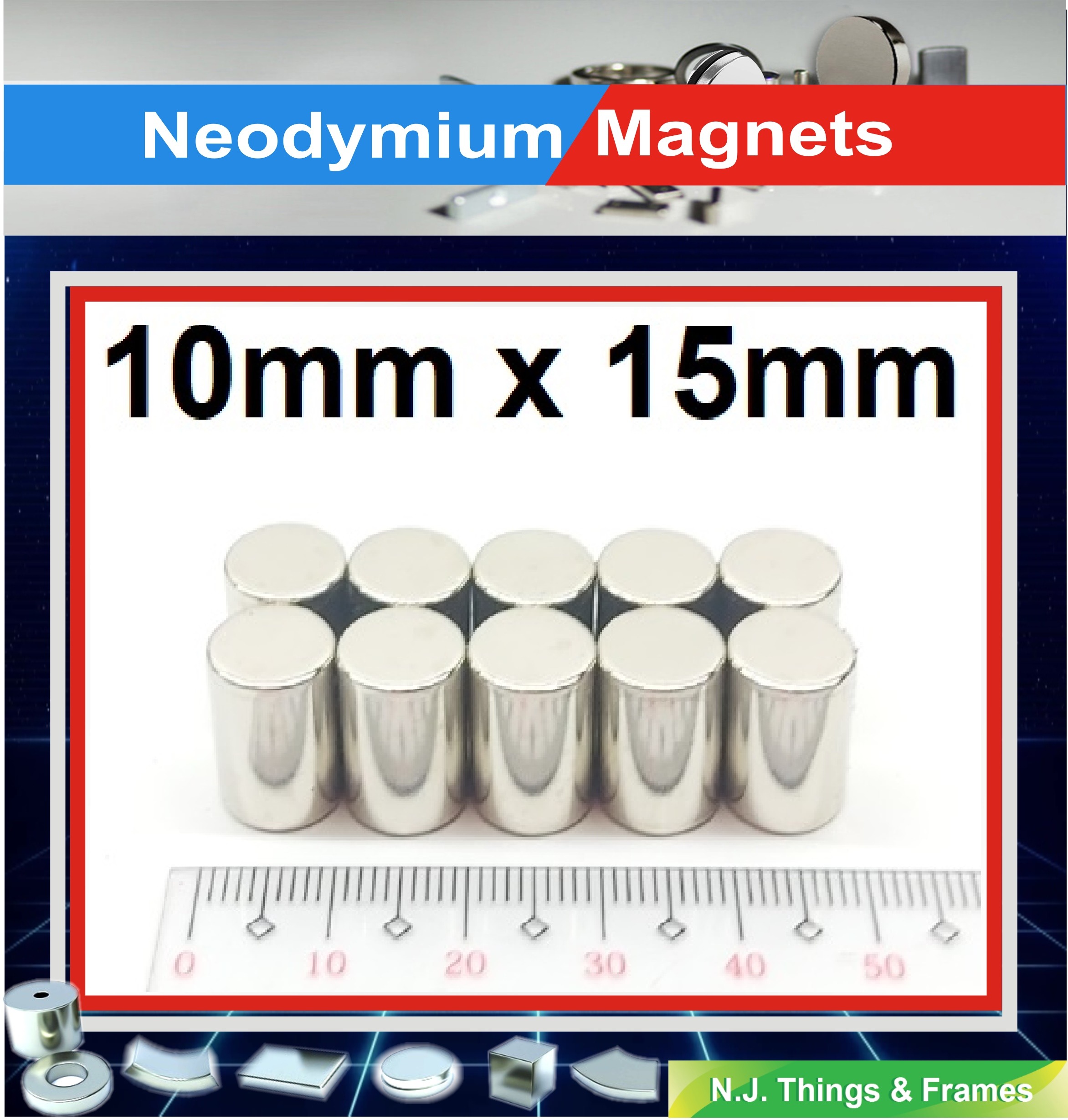 10 pcs N50 10mm x 15mm Neodymium Cylinder Magnet Super Strong Rare ...