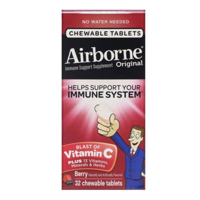 Airborne Original Immune Support, Vitamin C w/ Zinc, 32 Chewable ...