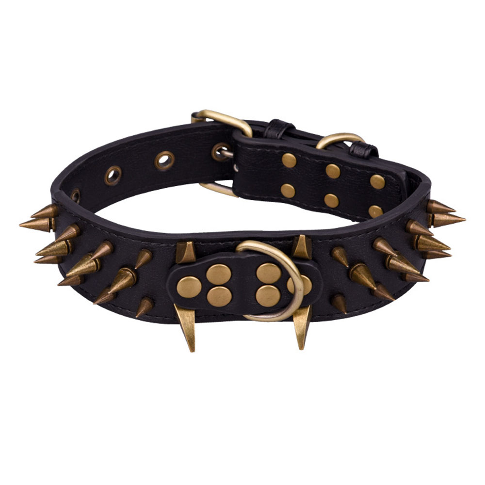 Sharp Spiked Studded Leather Dog Collars Punk Rivet Big Dog Collar ...