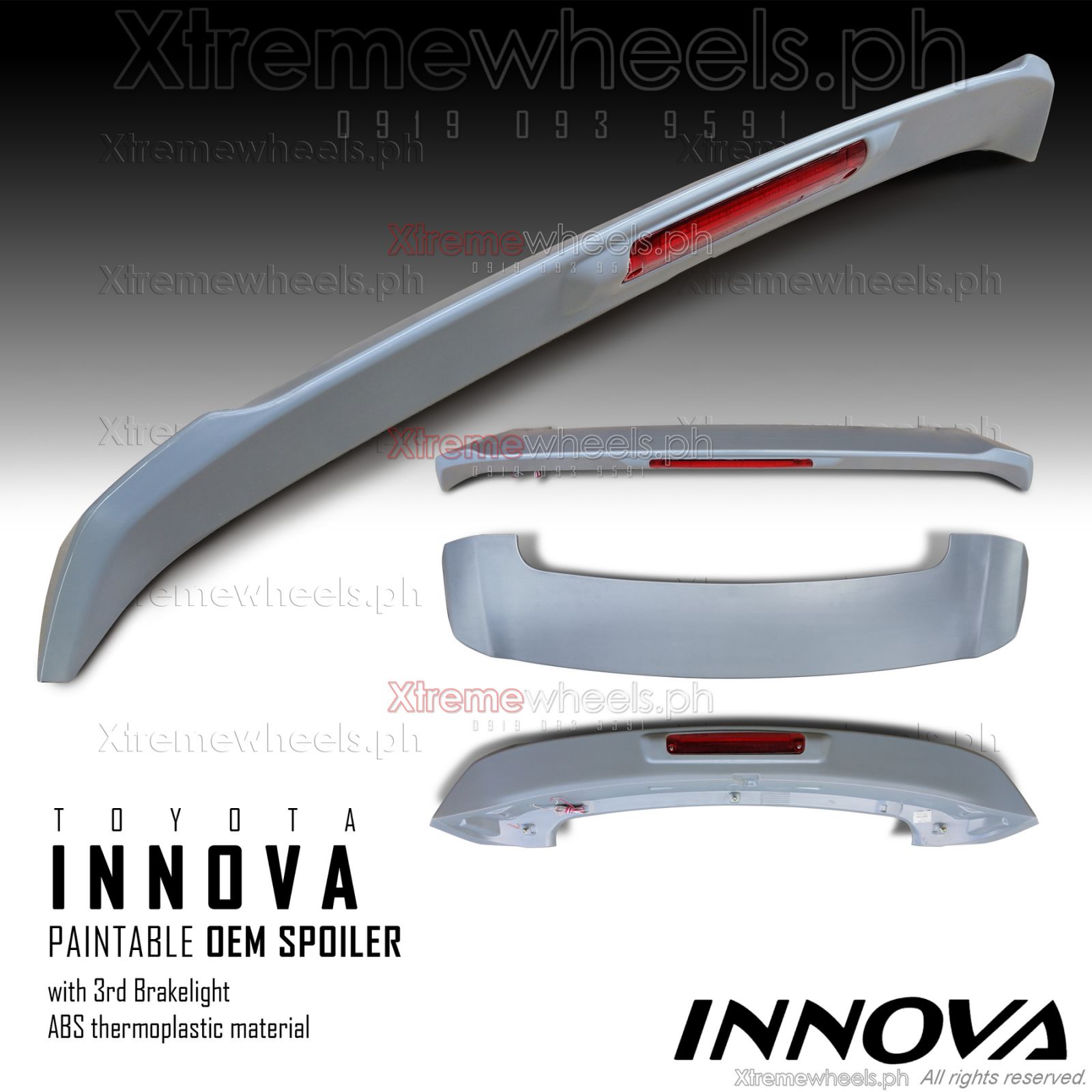 Toyota Innova 2016-2025 Rear Spoiler With 3rd Break Light No Paint ...
