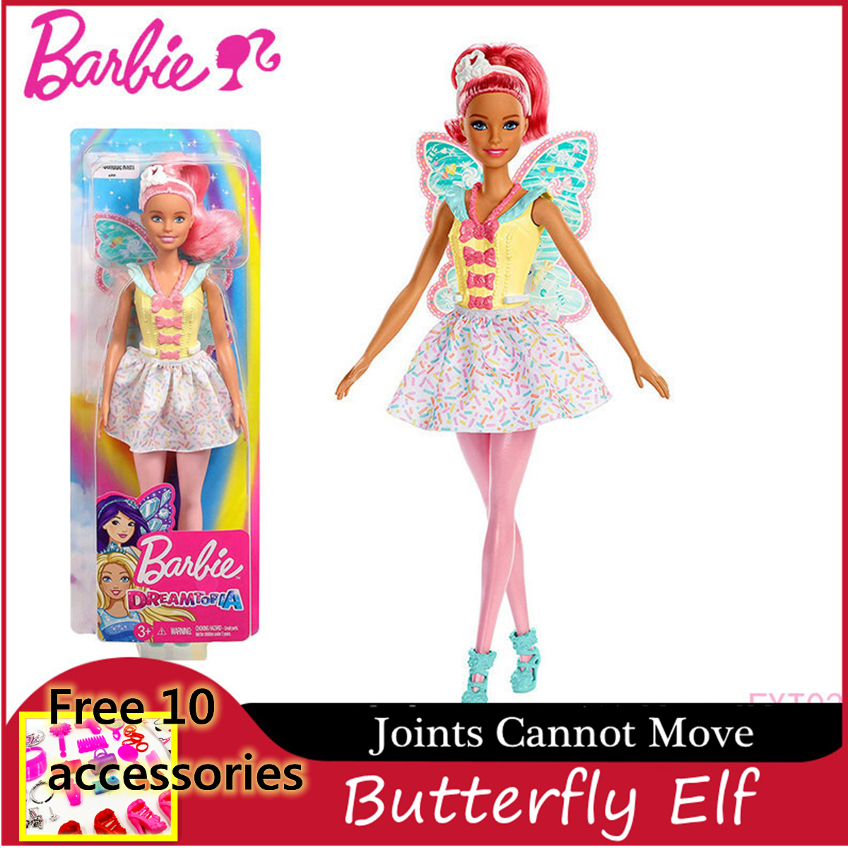 Barbie Extra Doll Pink Fluffy Coat Crimped Hair and Pet Unicorn-Pig ...