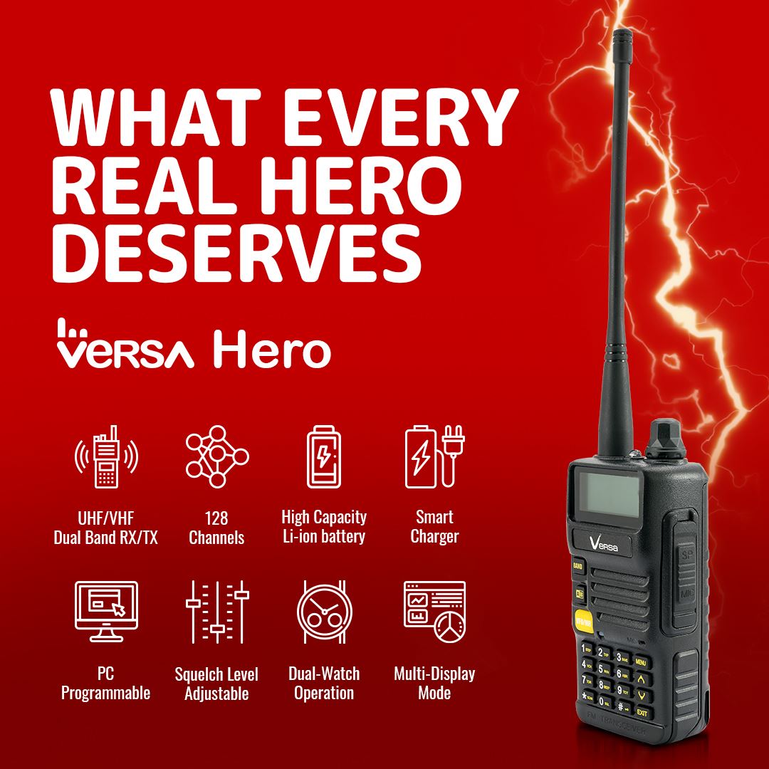 VERSA HERO Dual Band 5 Watts Two Way Radio 1 Year Warranty with FM ...