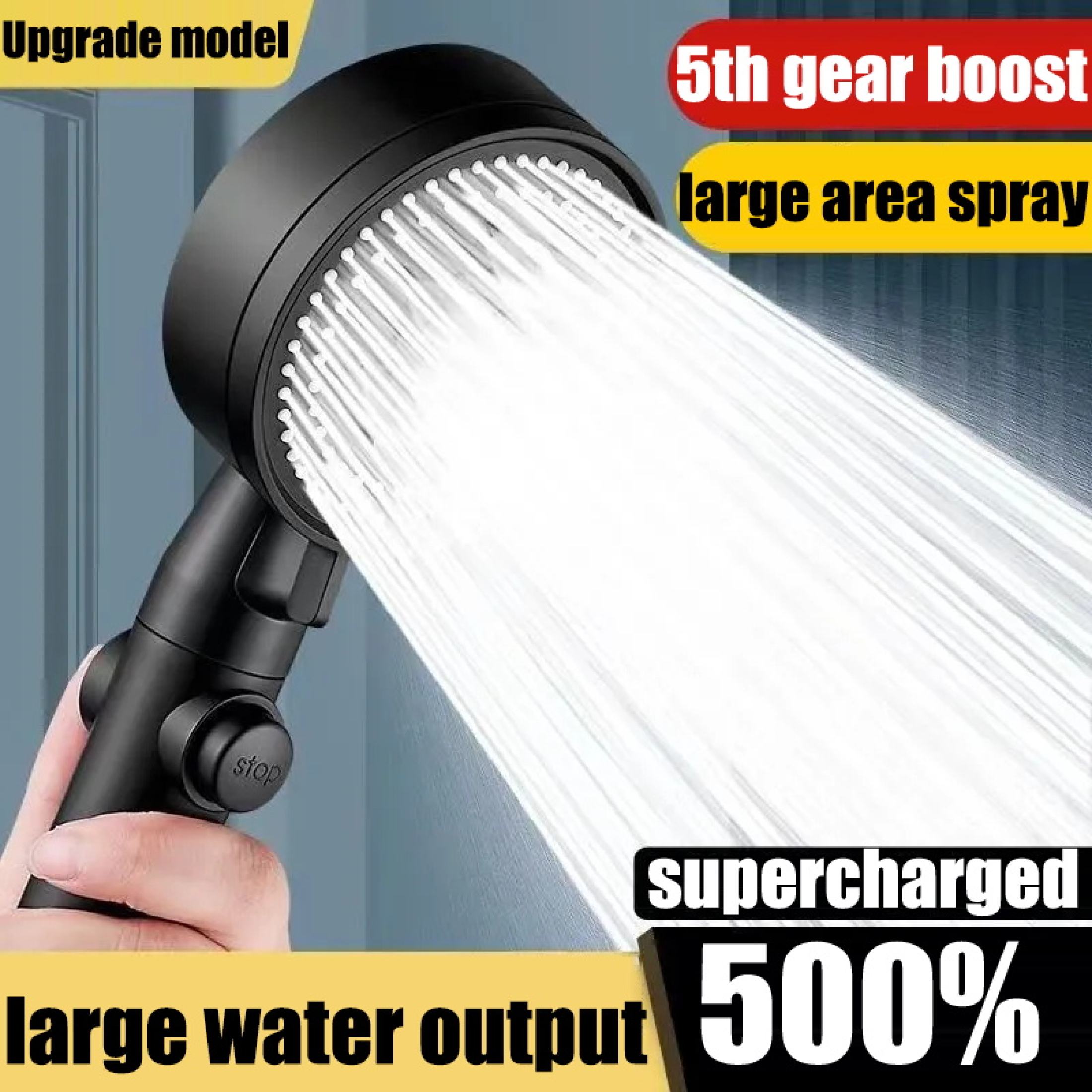 3 in 1 Shower Head With Hose Set Black High Pressure Bathroom Shower ...