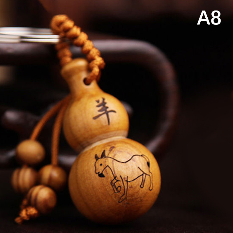 Jijia MALL Chinese Traditional Zodiac Gourd Keychain Cute Wood ...