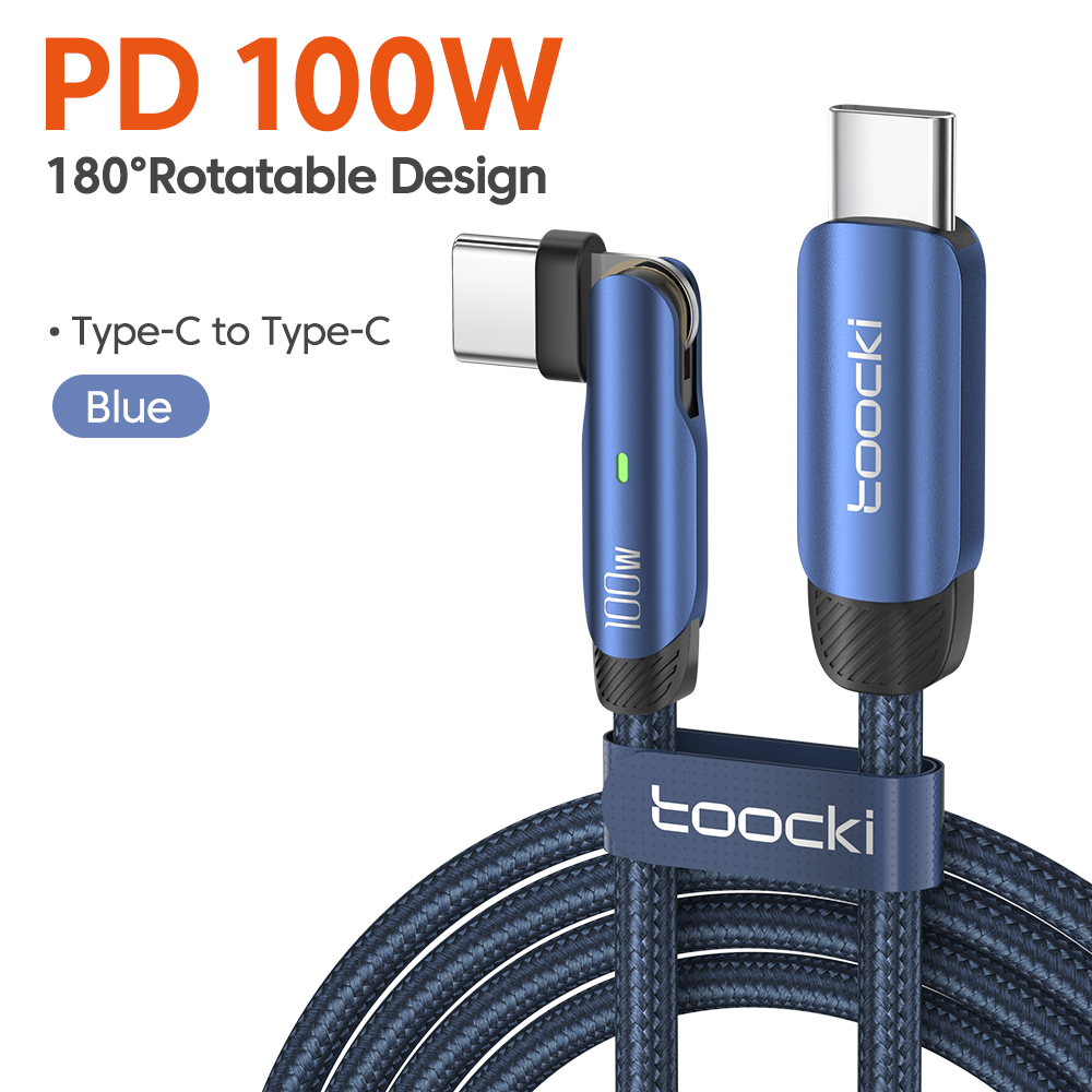 Toocki 100W Cable USB C to USB Type C 90 Degree 5A Fast Charing Charger ...