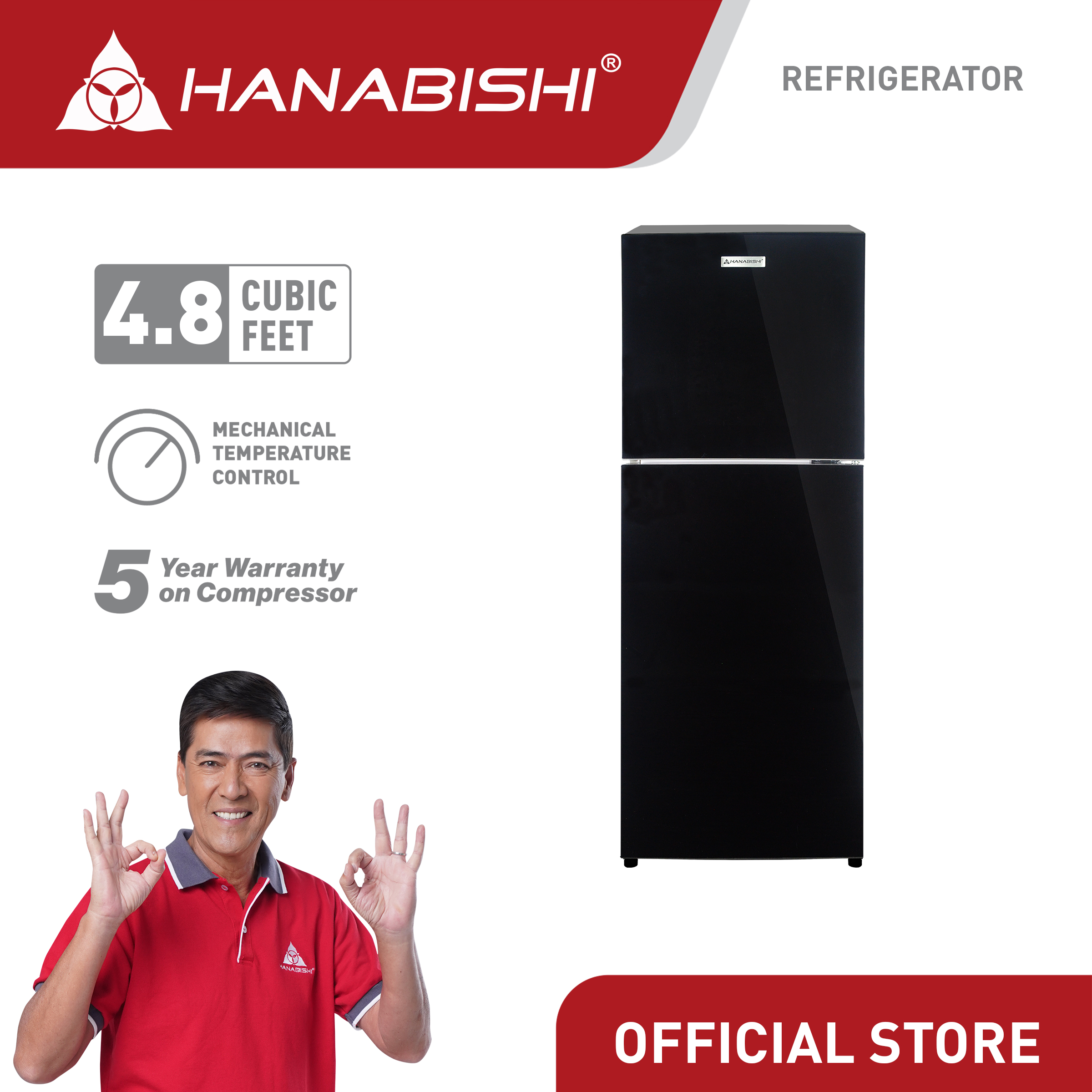 Hanabishi Double Door Refrigerator HAMDDREF 48 Black | Lazada PH