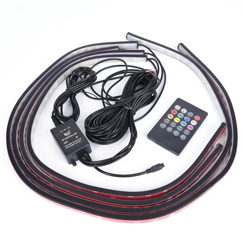 RGB LED Under Car Tube Strip Underbody Glow Neon Light Kit Wireless ...