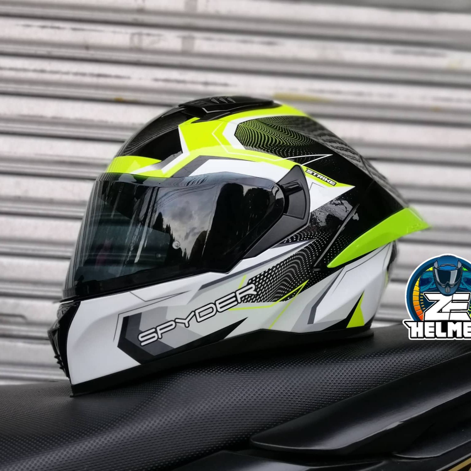 SPYDER STRIKE ENERGY S5 (Black/Green) FULL FACE - DUAL VISOR (with FREE ...