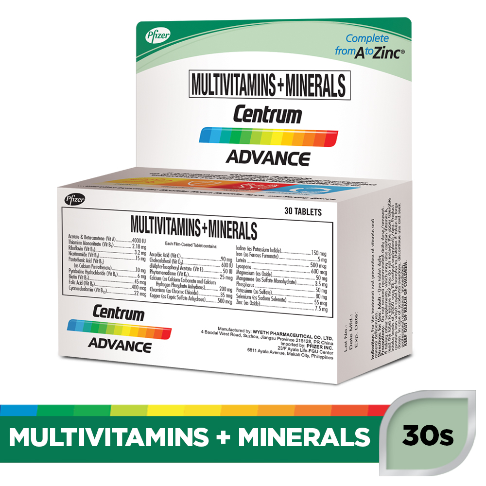 Centrum Advance Multivitamins + Minerals 30 Tablets Bottle | Lazada PH