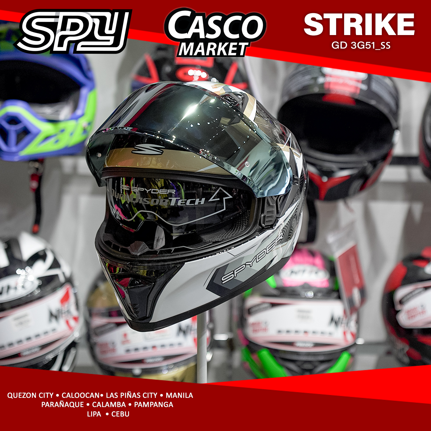 SPYDER STRIKE GD FULL FACE DUAL VISOR MOTORCYCLE HELMET (WITH EXTRA ...