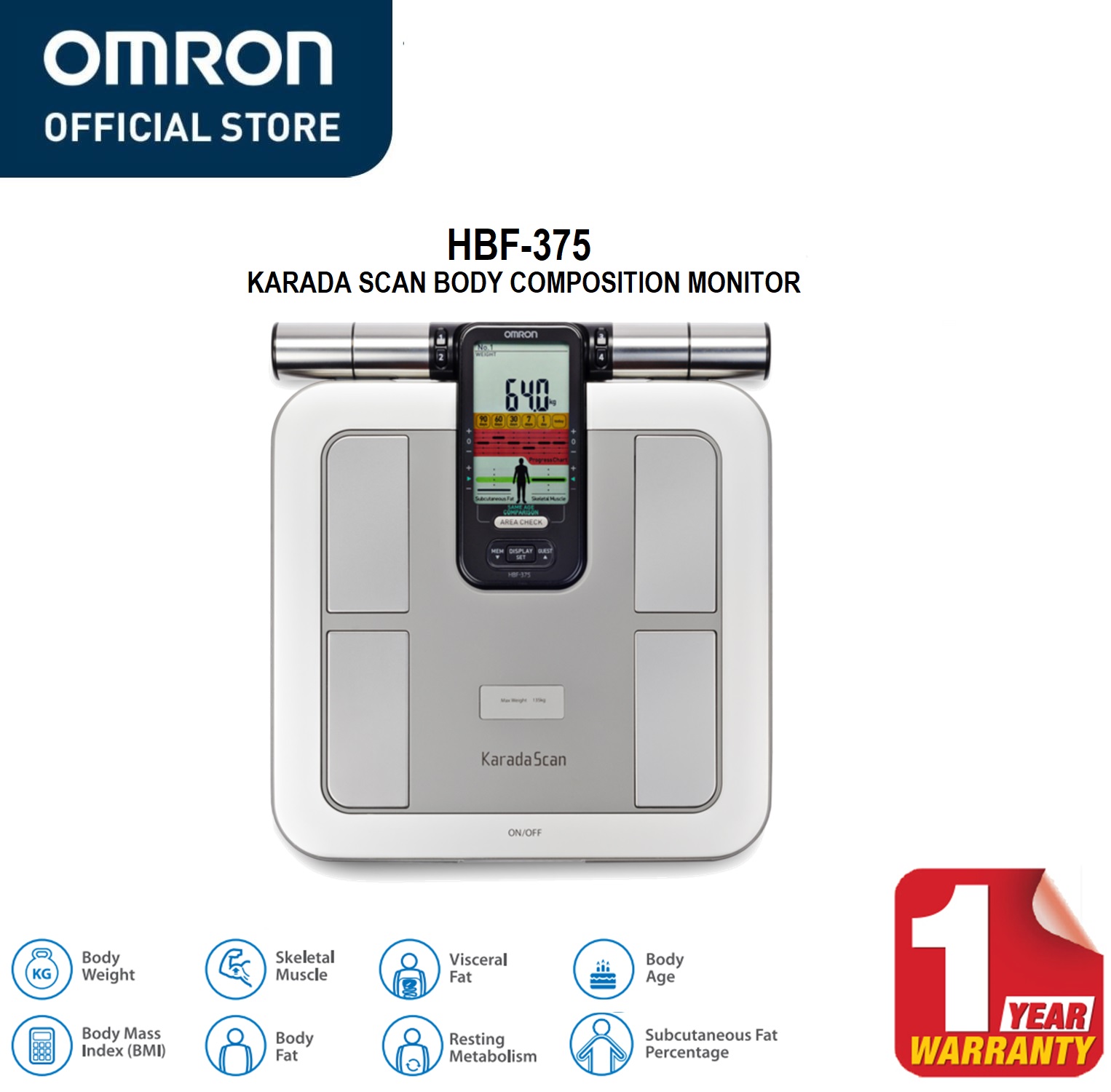 Omron HBF-375 Digital Karada Scan Body Composition Monitor Weighing ...
