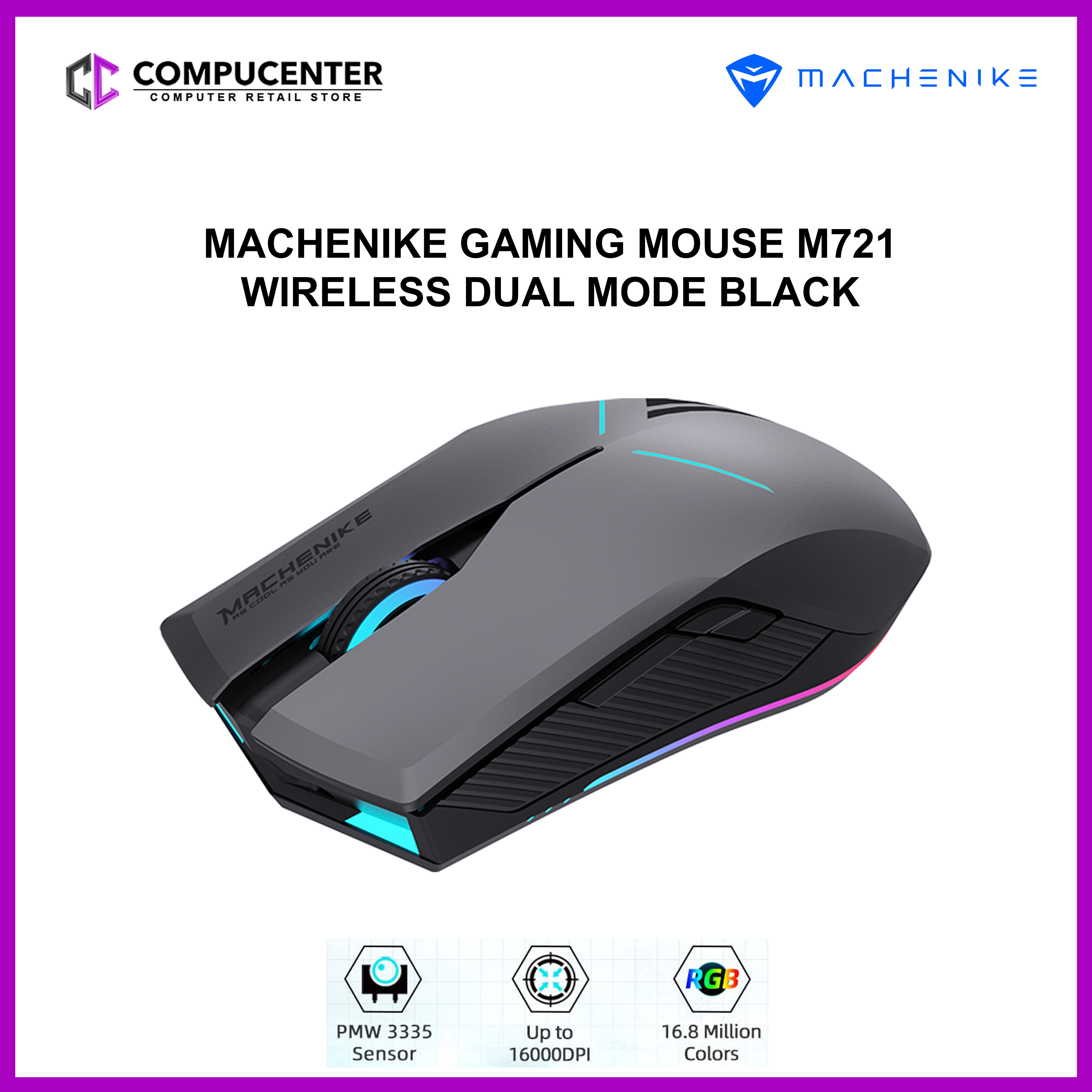 MACHENIKE GAMING MOUSE M721 WIRELESS DUAL MODE - Black | White | Lazada PH