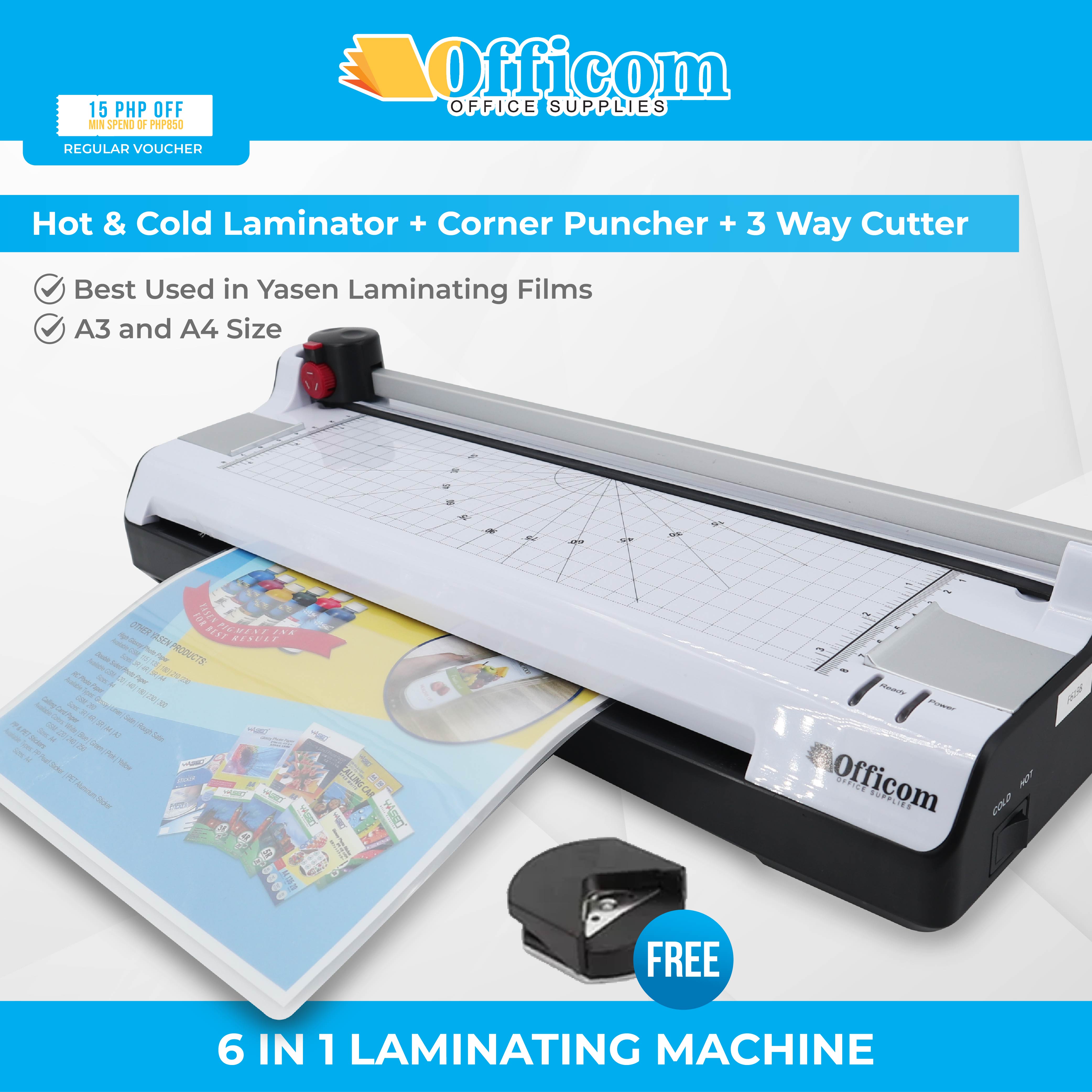 Officom 6in1 Laminator Machine A3/A4 Size Hot & Cold 3 Way Rotary ...