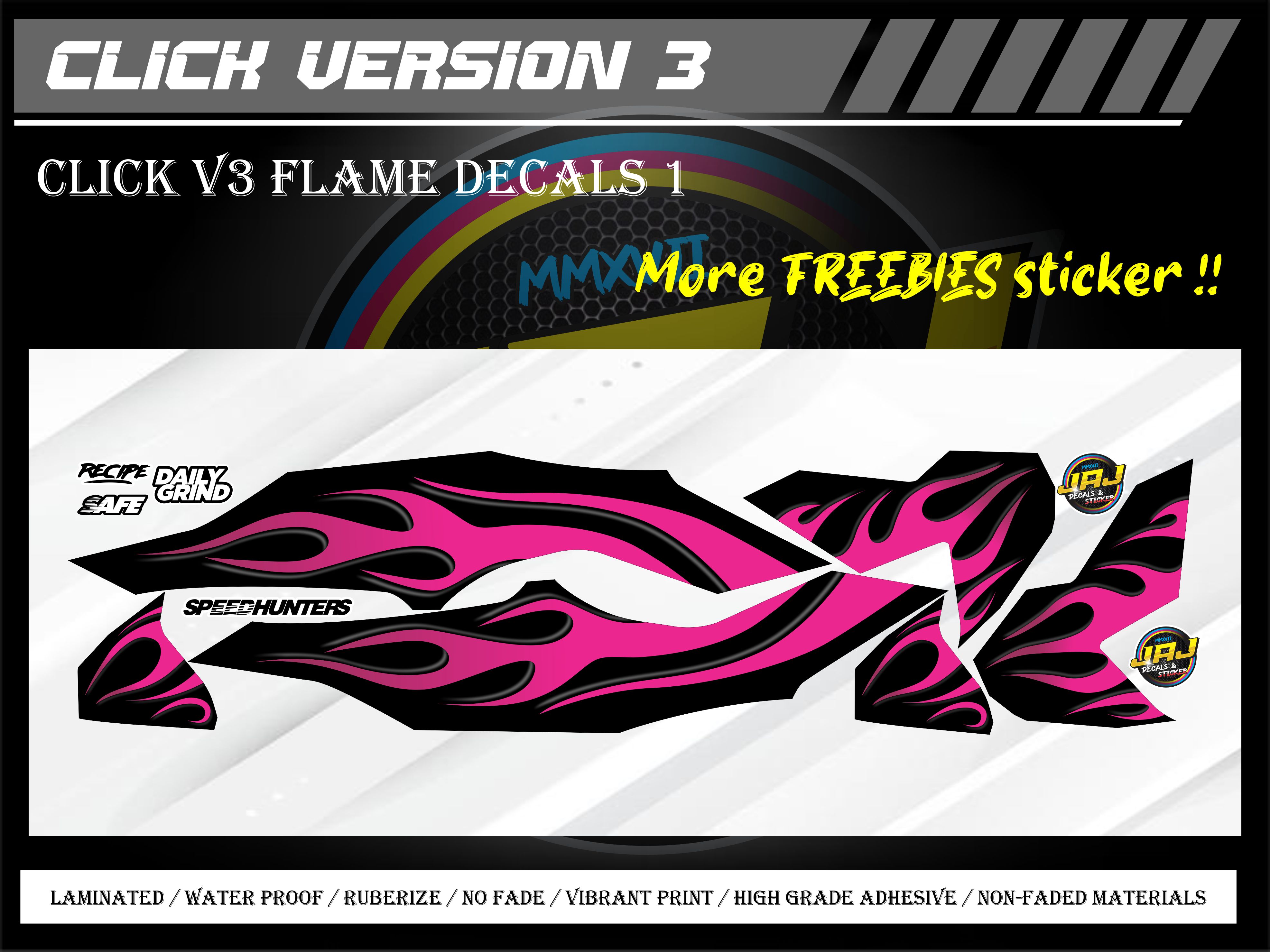 Honda Click Version 3 New Flame Decals Sticker | Lazada PH
