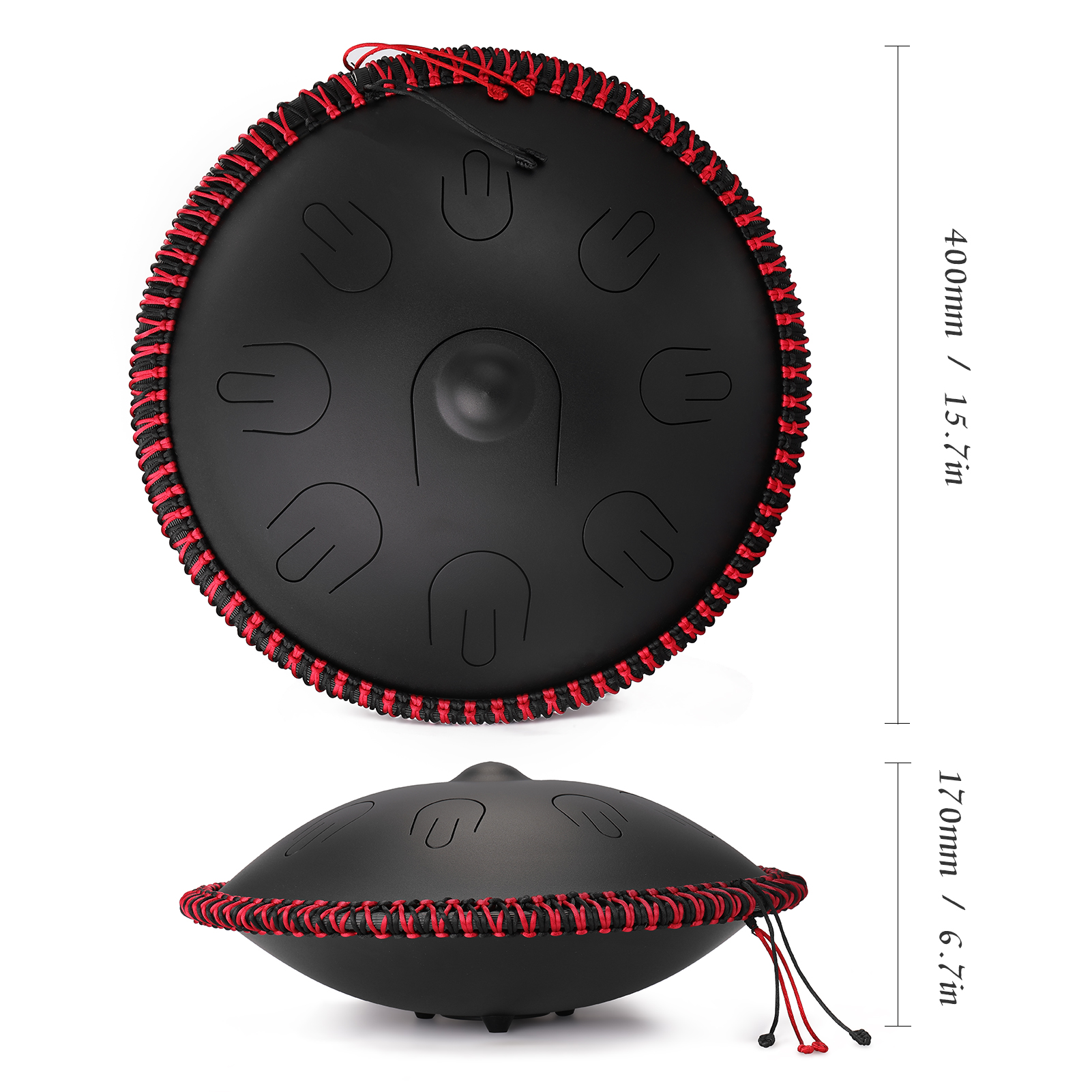 15 inch 9-Tone Steel Tongue Drum Hand Pan Drums with Drumsticks ...