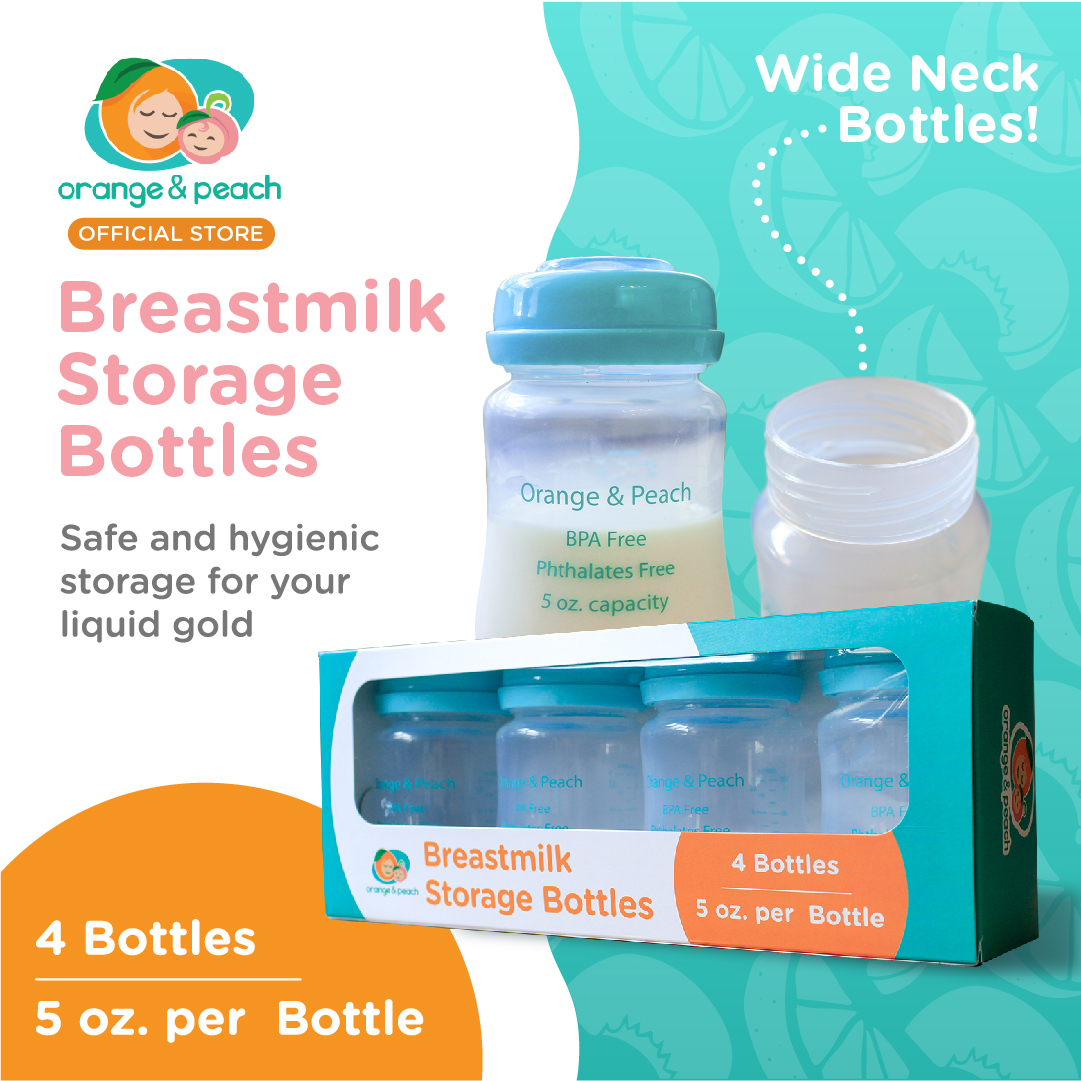 Orange and Peach Breastmilk Storage Bottles Milk Container Wide Neck ...