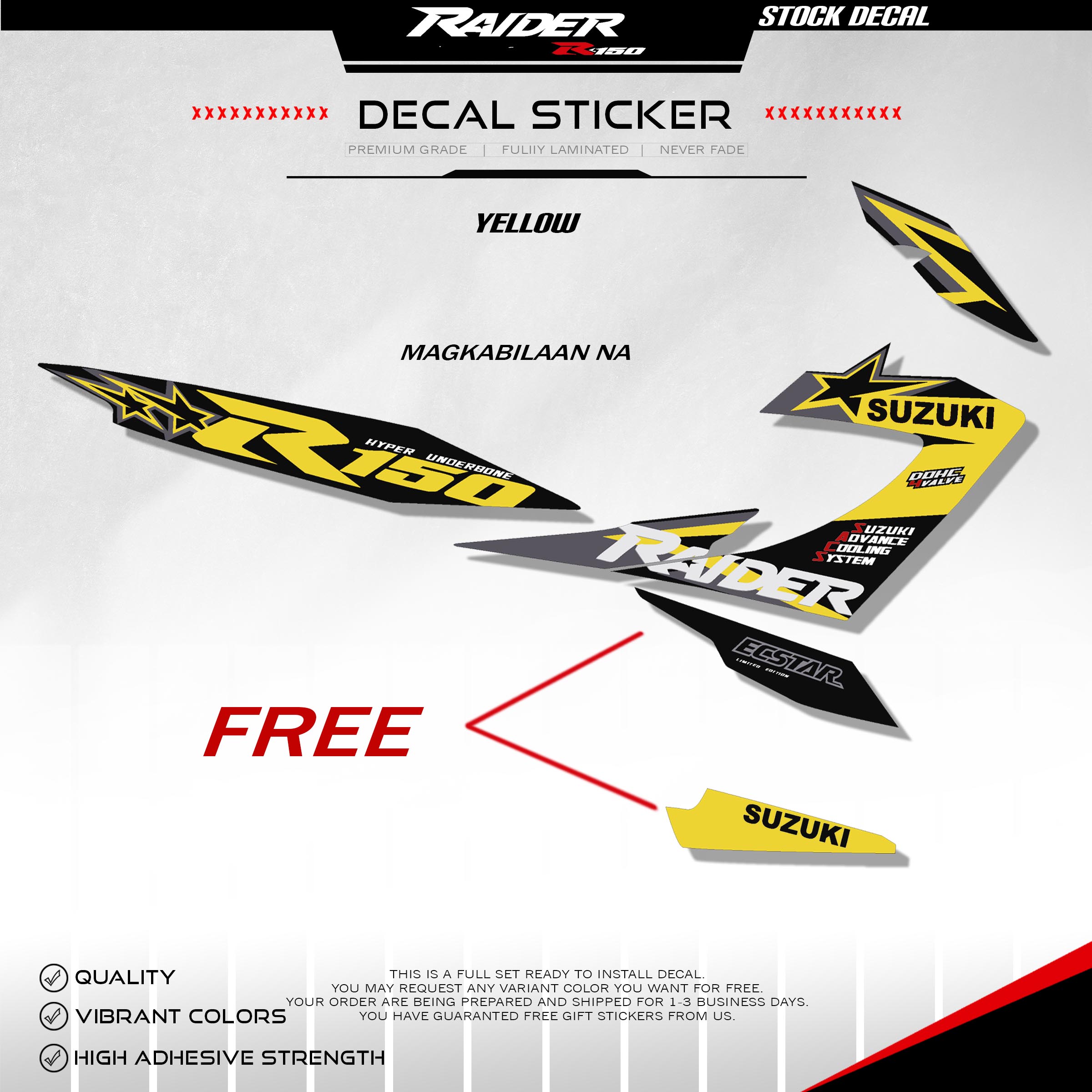 Raider 150 Carb Stock Decals - ( Riders Base Fully Laminated - Gloss ...