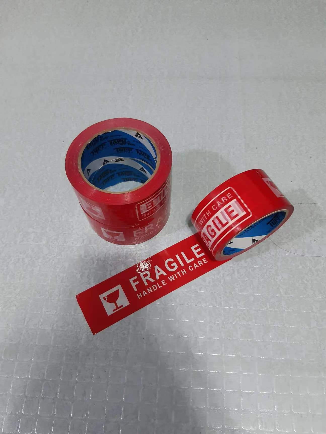 Fragile Tape TUFF TAPE BLUE ''Red'' Packaging Tape *100m* | Lazada PH
