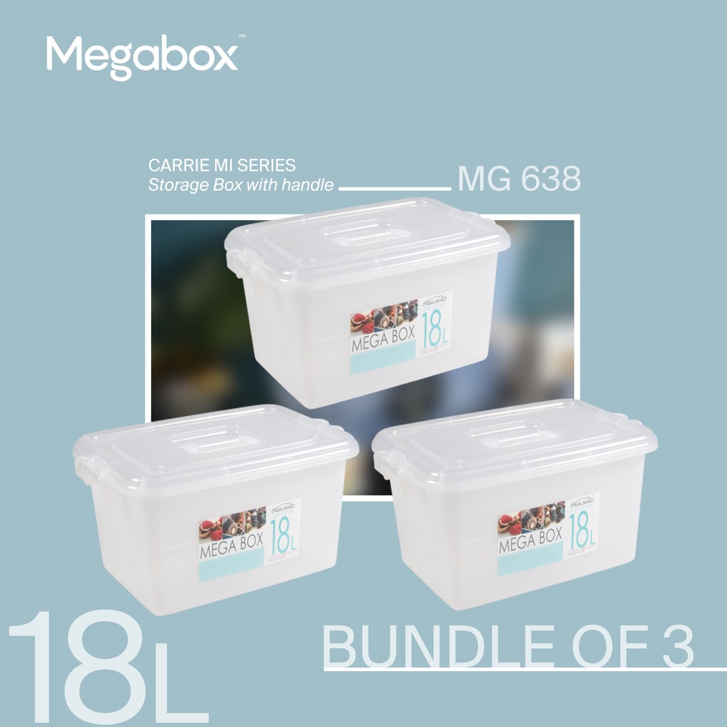 Megabox MG 638 18L Carrie Mi Series Storage Box With Handle (Bundle of ...