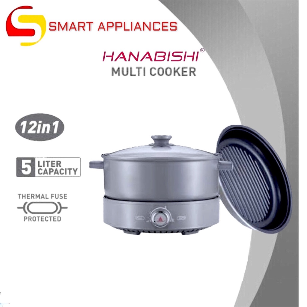 Hanabishi Original 13 in 1 MULTI-COOKER / GRILLER HMCGRILL50 teflon ...