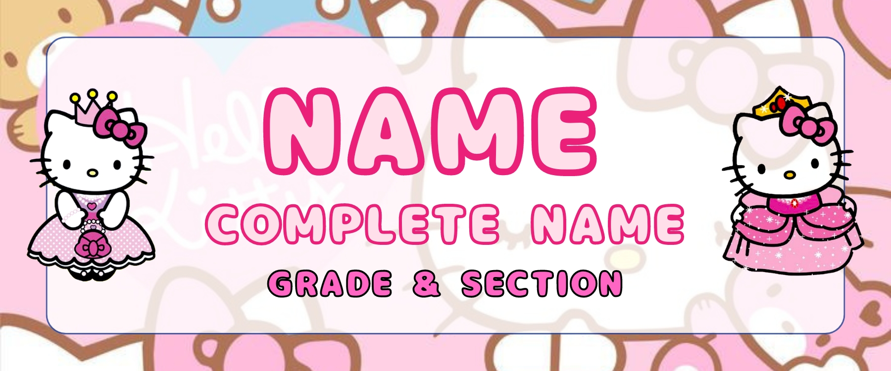 Hello Kitty Name Tag Design For Kids