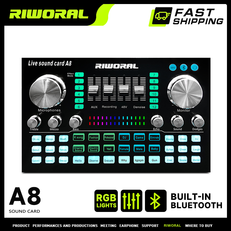 Sound Card Audio Interface External USB Live Broadcast Microphone for ...