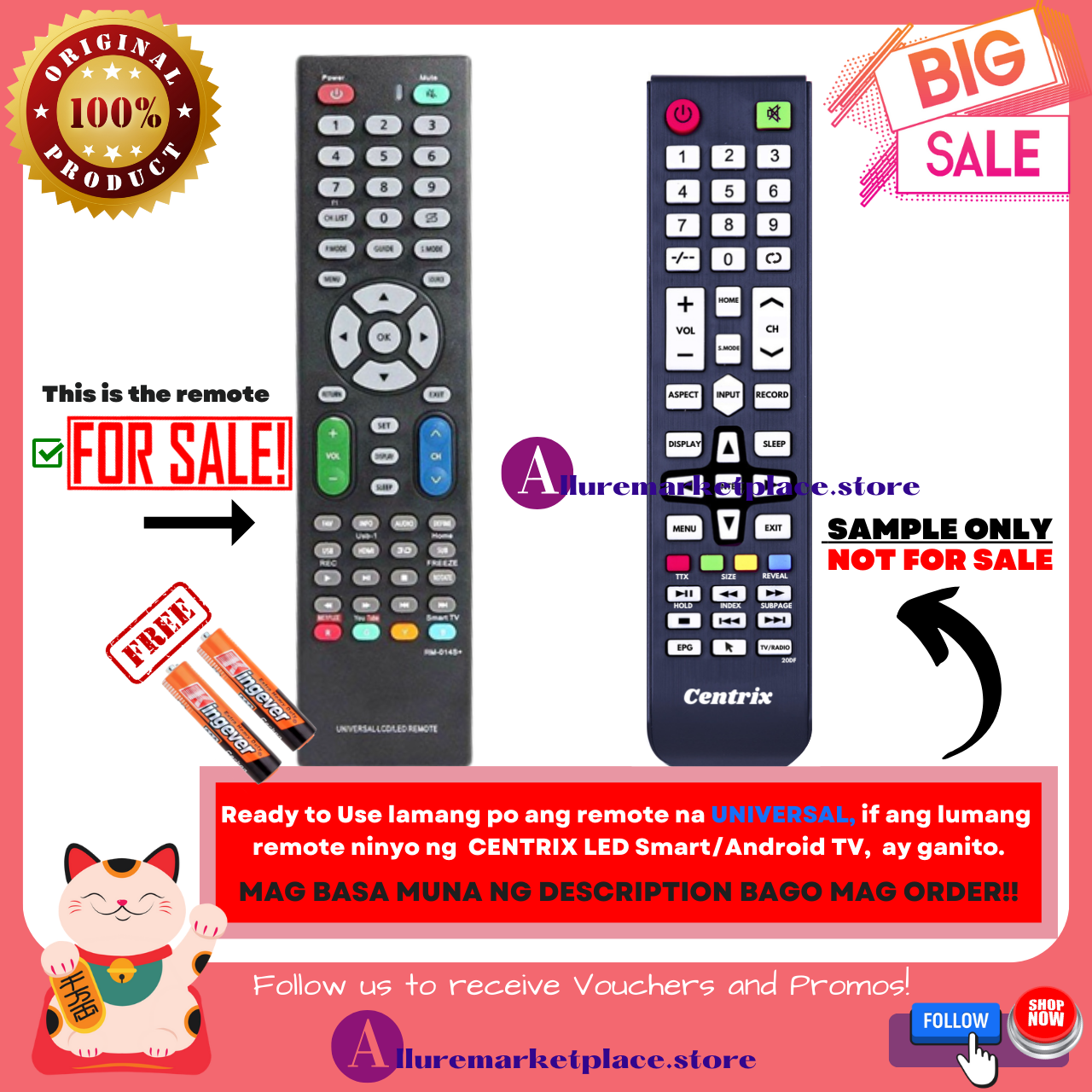 Centrix Ready to use Universal Remote TV for Centrix TV Smart Led TV ...
