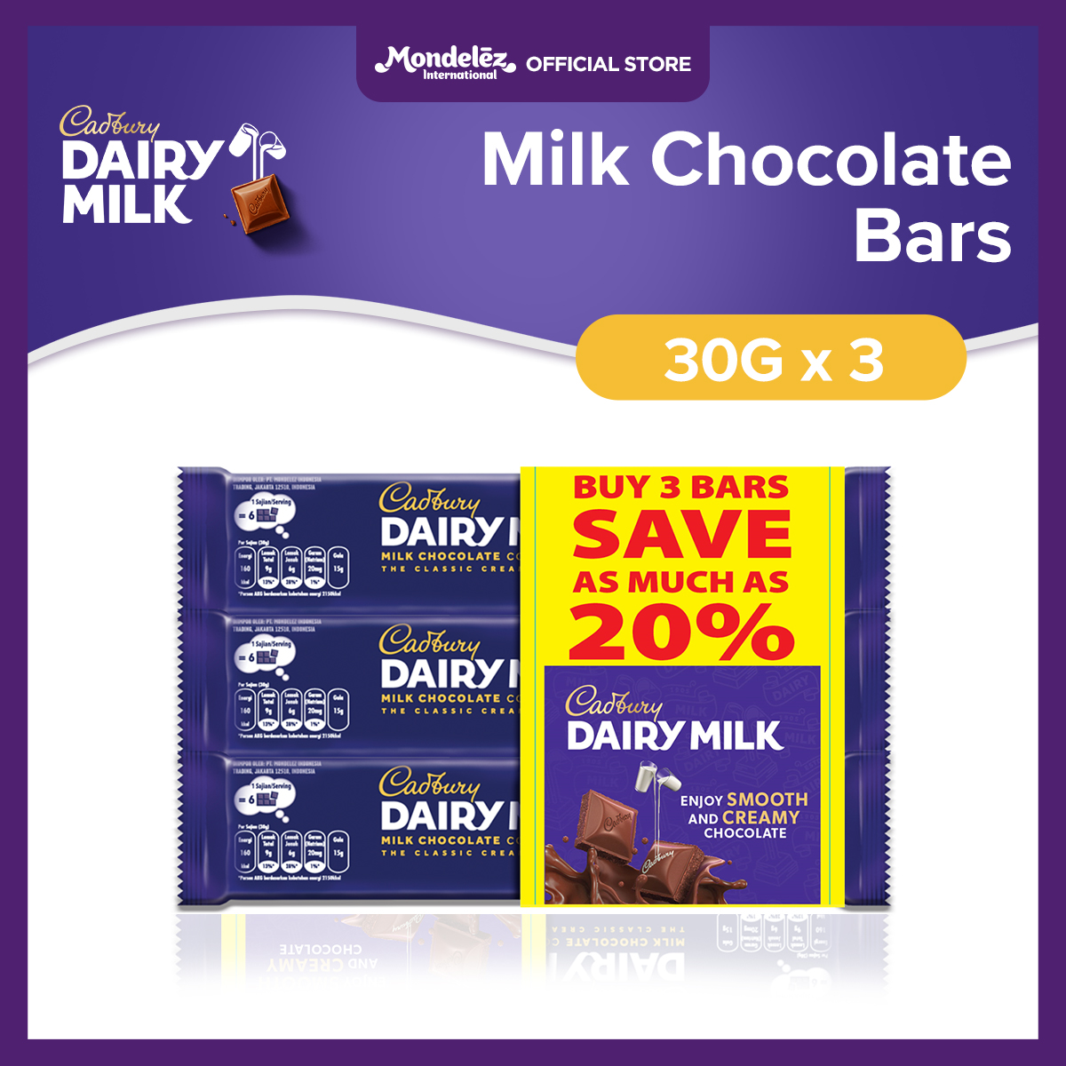 Cadbury Dairy Milk Chocolate Bar - Milk Chocolate 30g Smooth Creamy ...