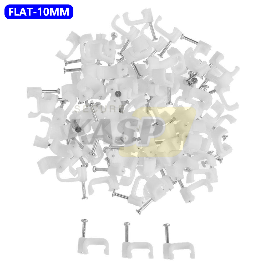 Round And Flat White Cable Clip 5mm-14mm Pvc Clamp For Wall, Floor,The ...