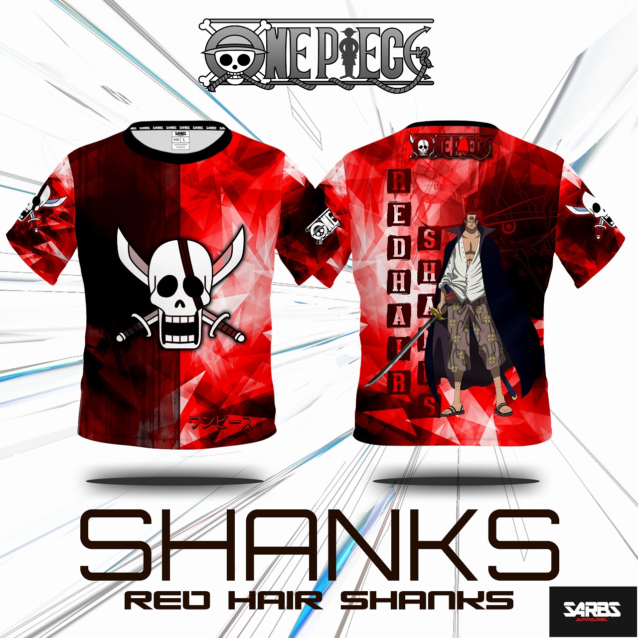 SARBS Apparel 'One Piece - SHANKS', Full Sublimation Anime Shirt ...