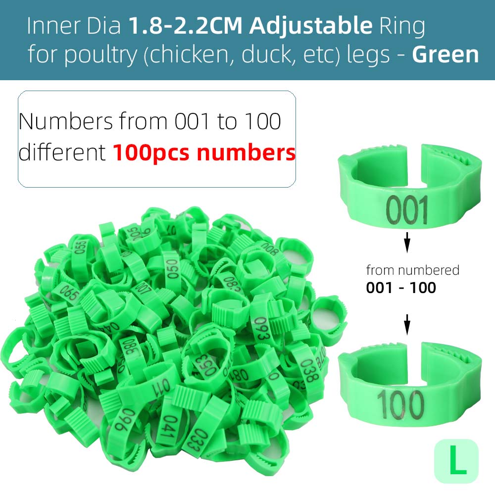 100Pcs Numbered 001-100 Legband for Gamefowl Chicken Poultry ...