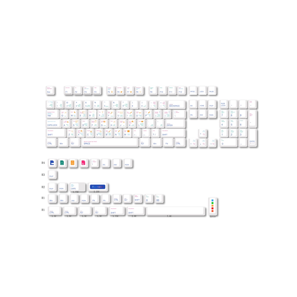 136 Keys Photoshop Keycaps Cherry Profile Dye-sub PS Shortcut Reference ...