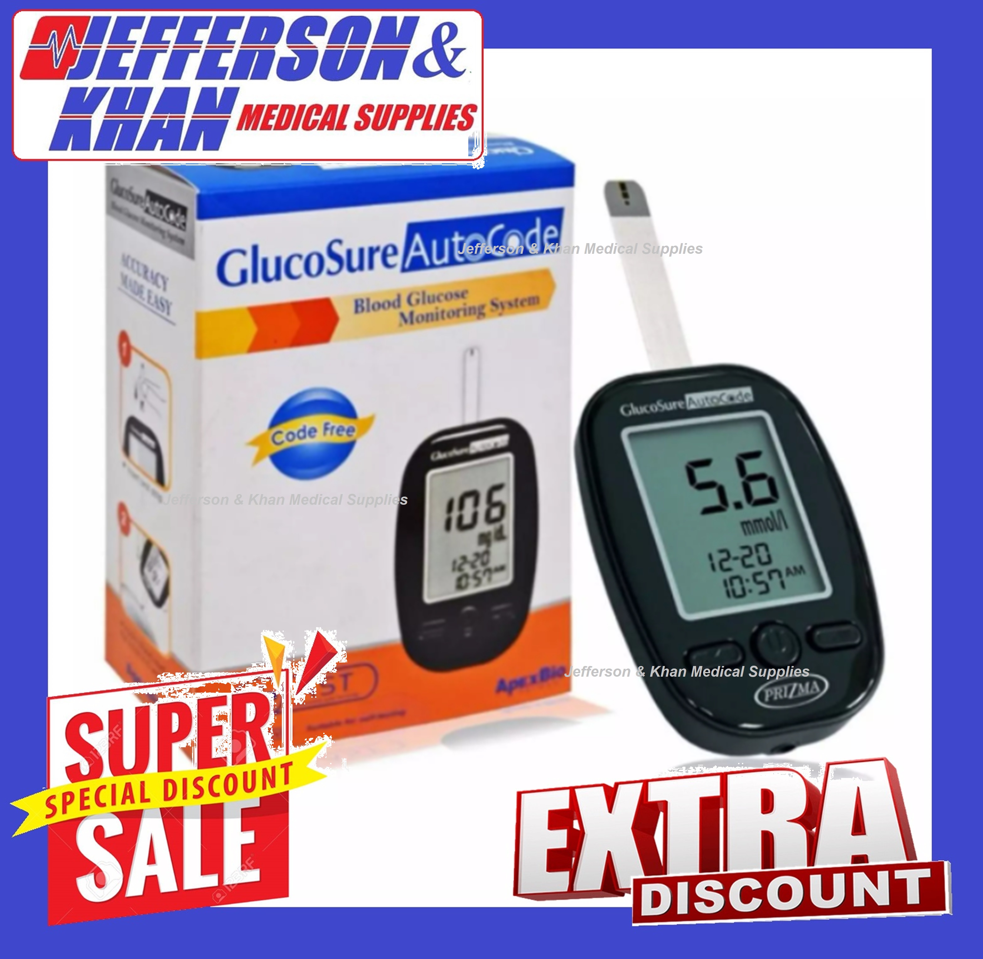 Glucometer GlucoSure Autocode Blood Monitoring System Glucometer ...