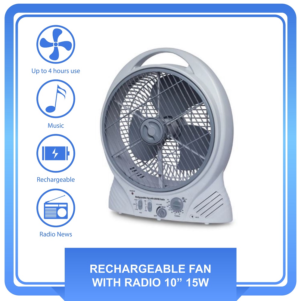 Westinghouse Rechargeable Fan with FM Radio (White) - 10 Blade ...