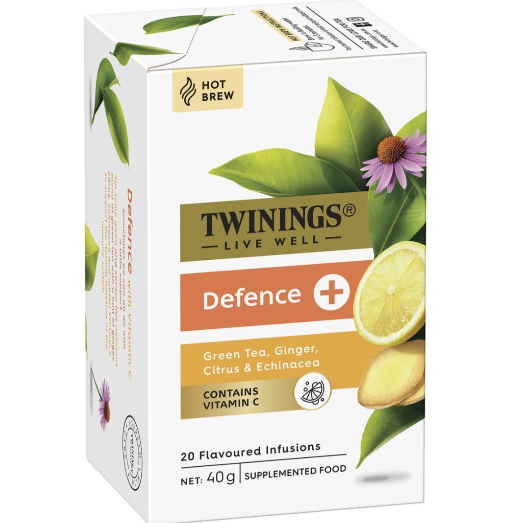 Twinings Live Well Defence + Tea Bags, Green Tea, Ginger, Citrus ...