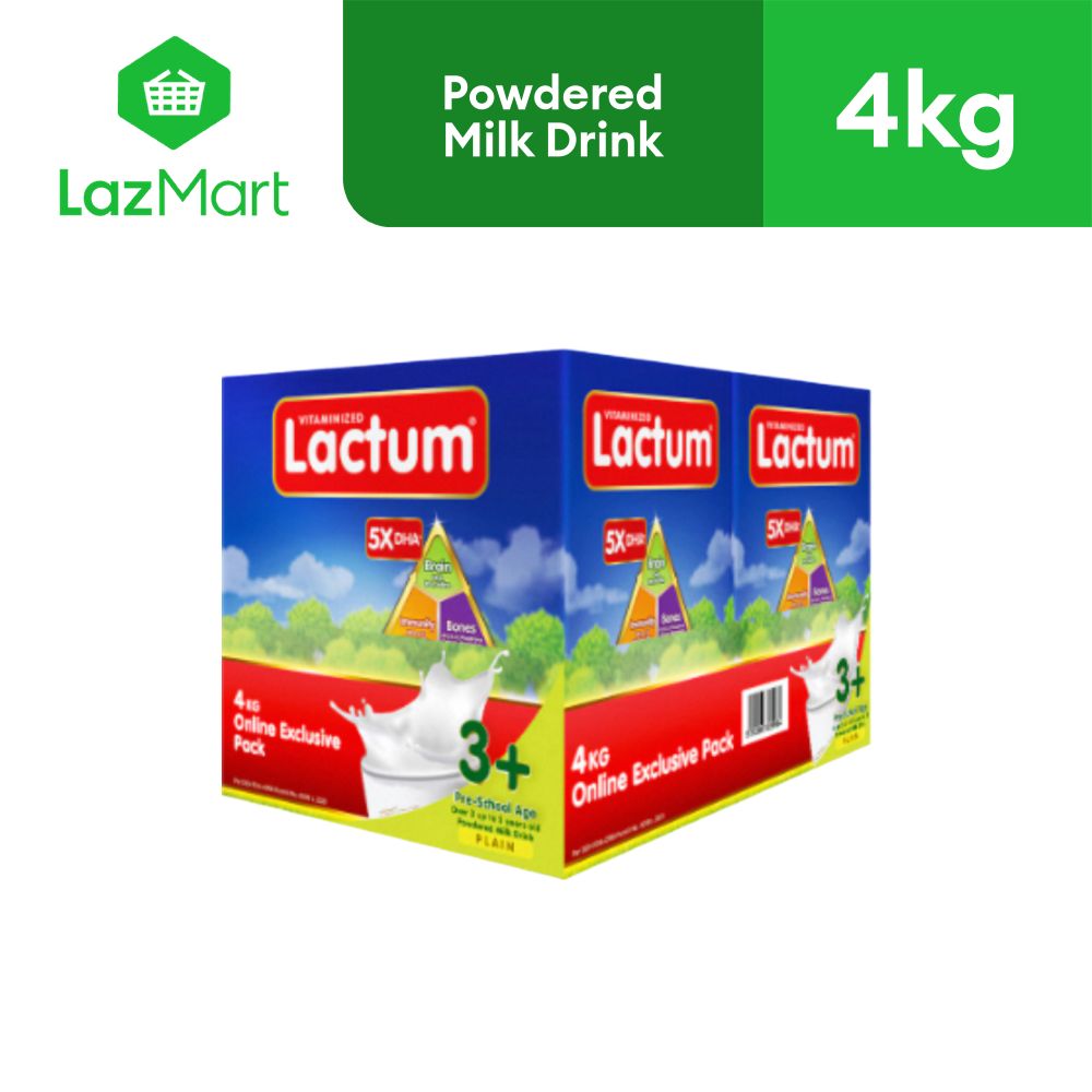 Lactum 3+ Plain 4kg Powdered Milk Drink for Children Above 3 Years Old ...