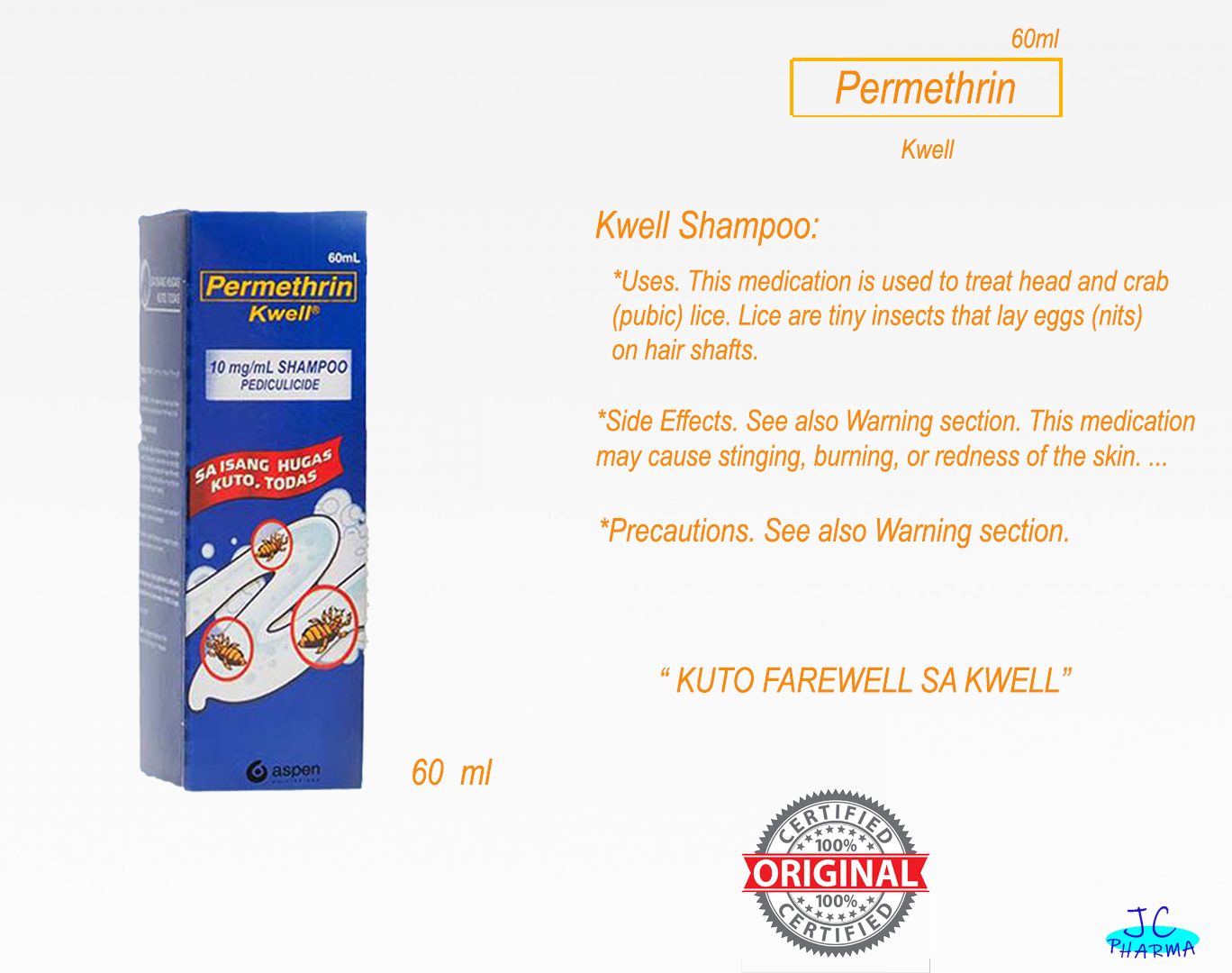 Authentic Kwell Permithrin Shampoo ( 60 ml ) | Lazada PH