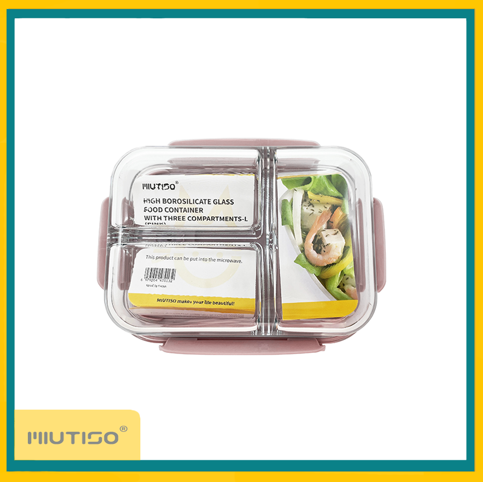 Miutiso Food Storage Container High Borosilicate Glass Meal-Prep Three ...